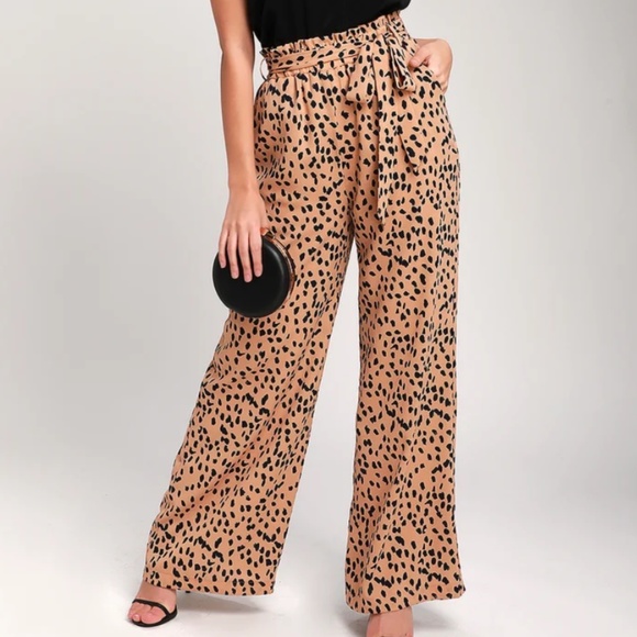 Lulus | Pants & Jumpsuits | Leopard Print Wide Leg Pants | Poshmark